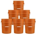 Orange 5 Gallon Heavy Duty Plastic Buckets 6-Pack | 90 Mil Food Grade ...