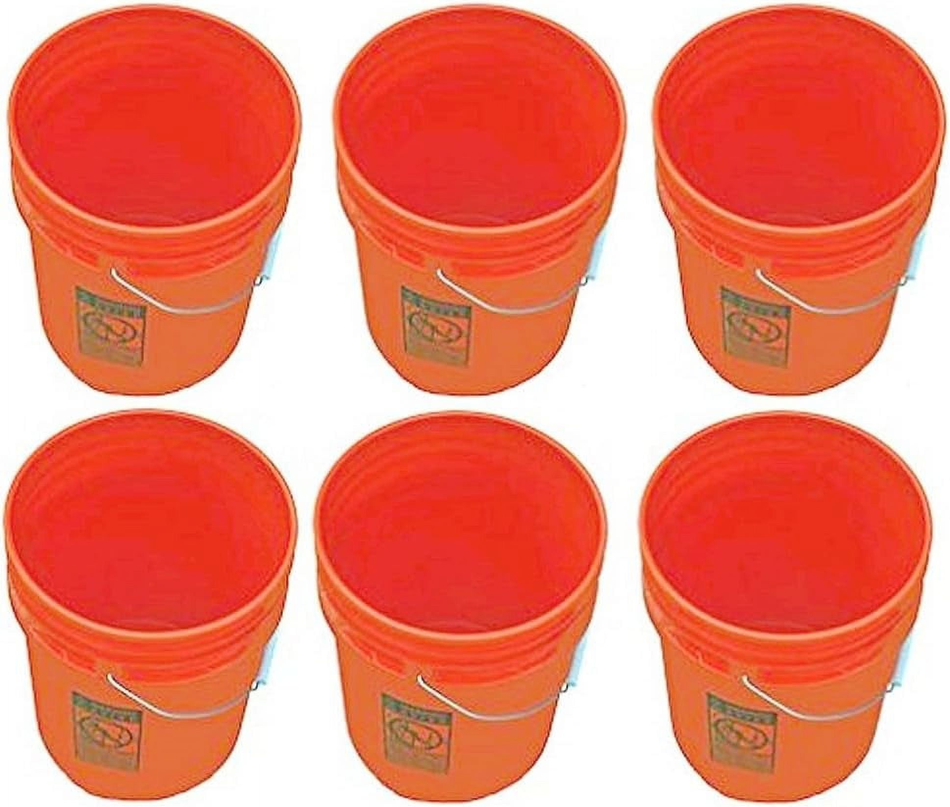 5 Gallon Buckets Six (6) Pack | Plastic | Orange - Walmart.com