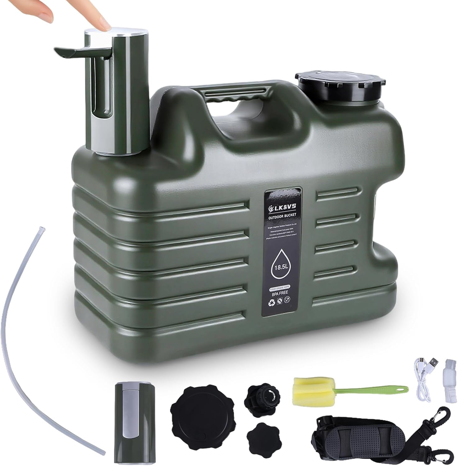 5 Gallon Camping Water Jug with Foldable Auto Pump, BPA-Free Leak-Proof ...