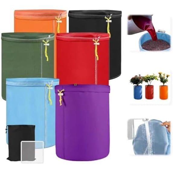 5-Gallon Filter Bags Kit, 6-Pack All-Mesh Oxford Cloth Filter Bags with ...