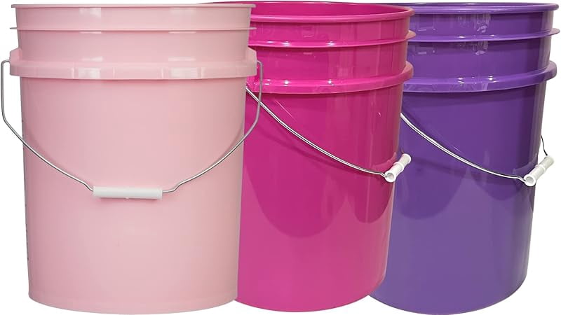 5 Gallon Food Grade, BPA Free, Made in USA, Plastic Bucket, 3 Colors ...
