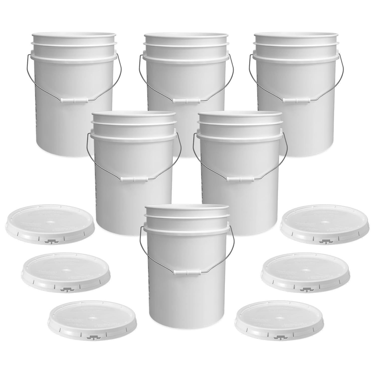 5 Gallon Food Grade Bucket with Lid, Heavy Duty White Plastic Pail for ...
