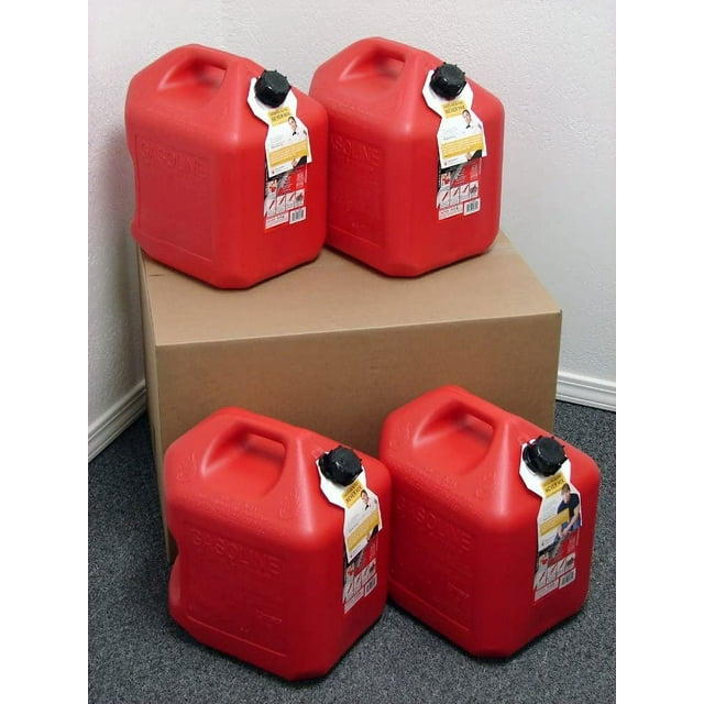 5 Gallon Gas Can, 4 Pack, Spill Proof Fuel Container - New! - Clean ...