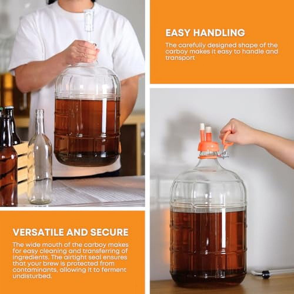 5 Gallon Glass Carboy | Made with Italian Glass | Clear | Food Grade ...