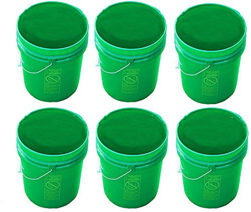 5 Gallon Green Buckets Six (6) Pack | Plastic - Walmart.com