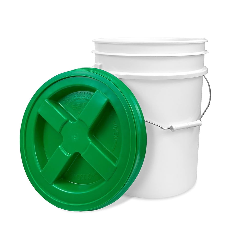 5 Gallon Green Plastic Bucket with Seal Screw on Airtight Lid and ...