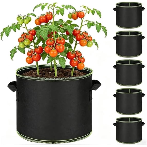 5 Gallon Grow Bags, Outdoor Plants Garden Pots Planting Bags, Heavy ...