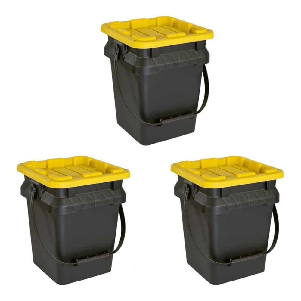 5-Gallon Heavy Duty Bucket Tough Storage Container with Snap-Tight Lid ...