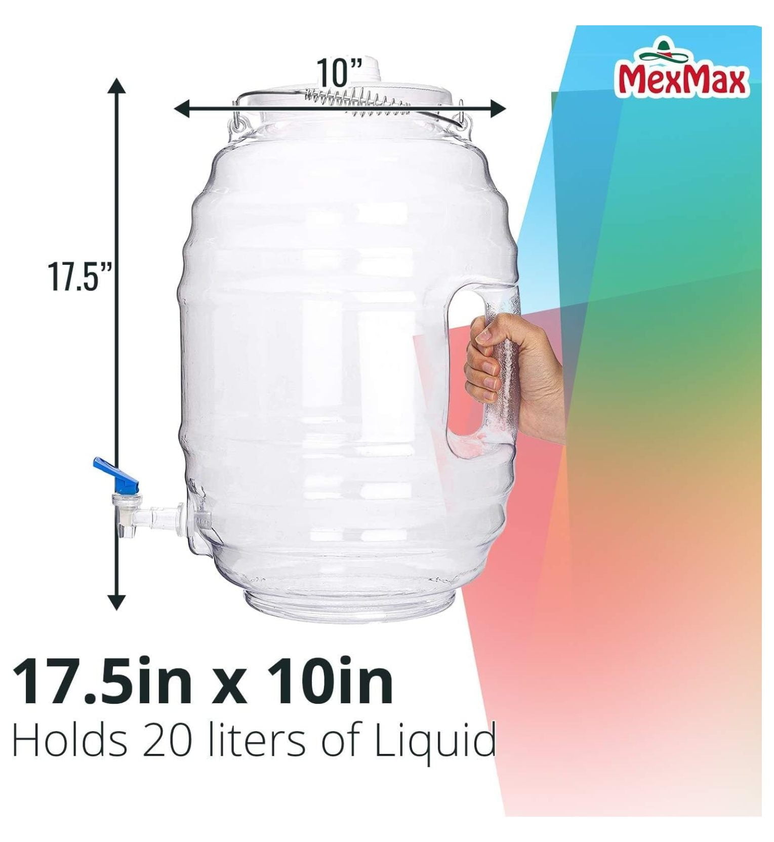 5 Gallon Jug with Lid and Spout Set Of 4- Aguas Frescas Vitrolero ...