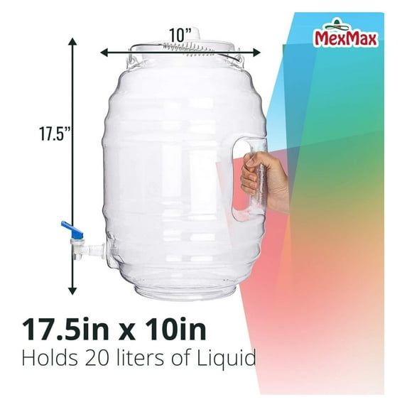 5 Gallon Jug with Lid and Spout Set Of 4- Aguas Frescas Vitrolero ...