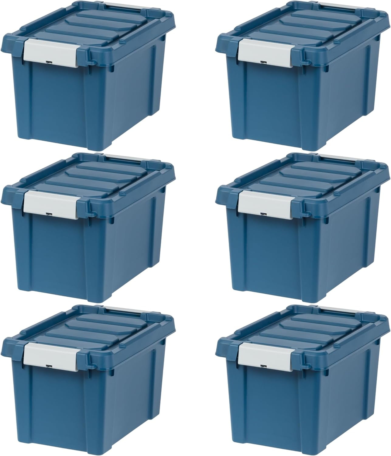 5 Gallon Lockable Storage Bins with Lids, 6 Pack - Made in USA, Heavy ...