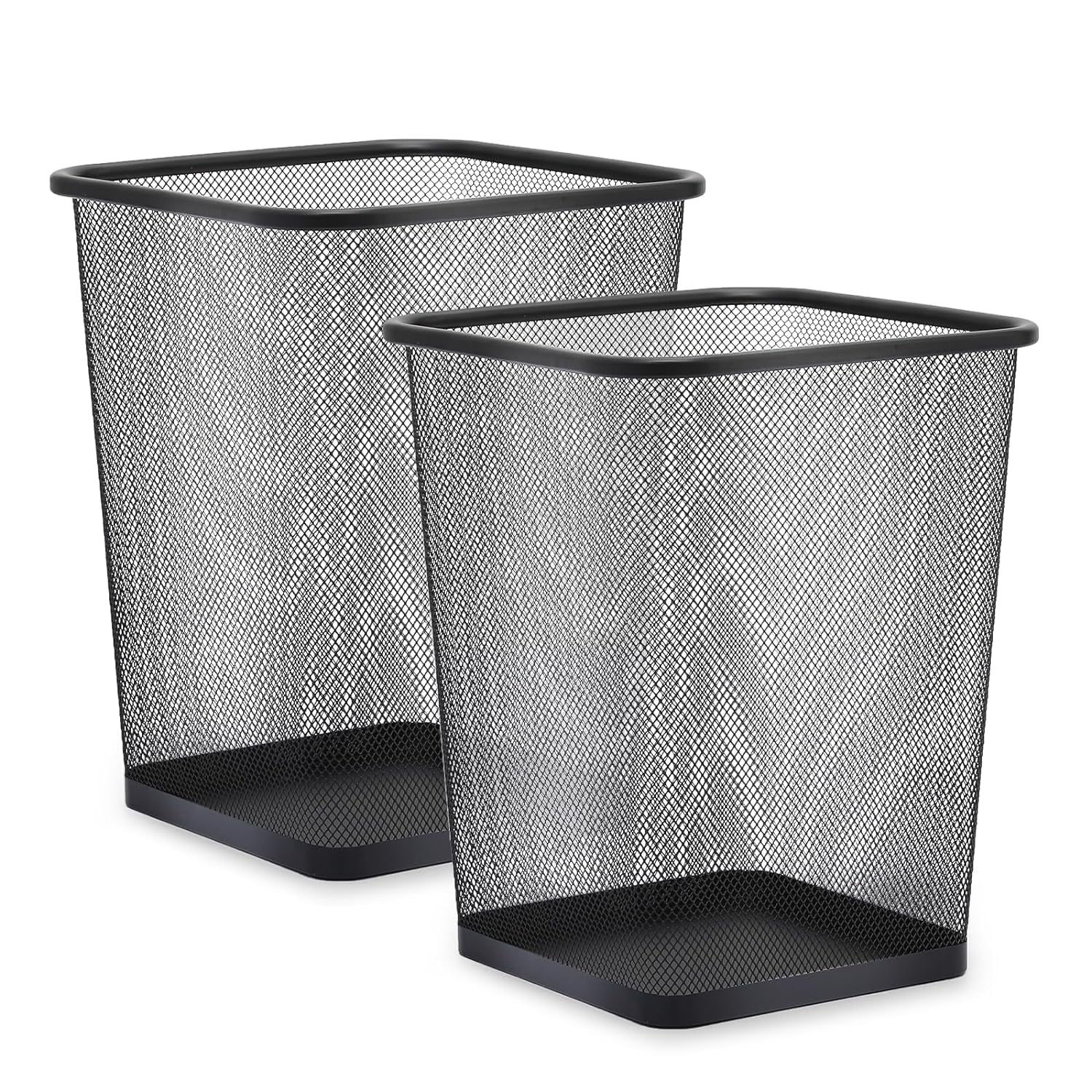5 Gallon Metal Mesh Wire Wastebasket, Square Open-Top Under Desk Trash ...