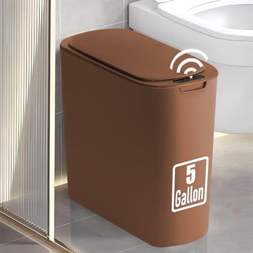 5 Gallon Motion Senor Bathroom Trash Can with Lid, Automatic Garbage ...