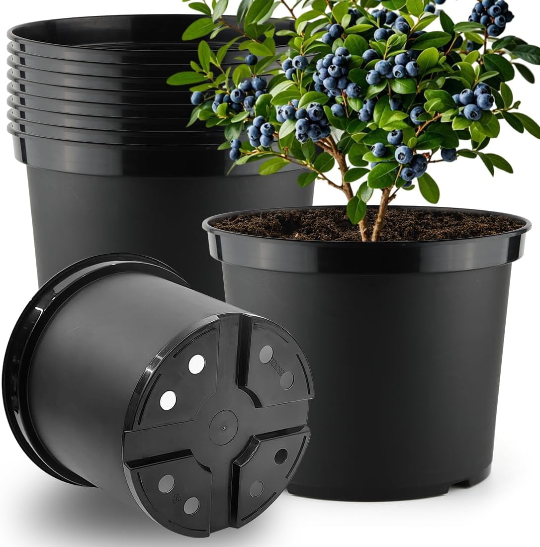 5 Gallon Nursery Pots 10-Pack, 12 Inch Plastic Planter with Drainage ...