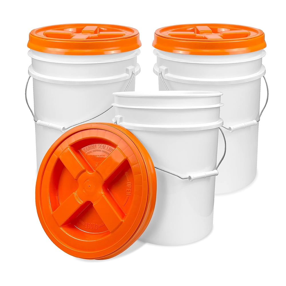 5 Gallon Orange Plastic Bucket with Seal Screw on Airtight Lid, Premium ...