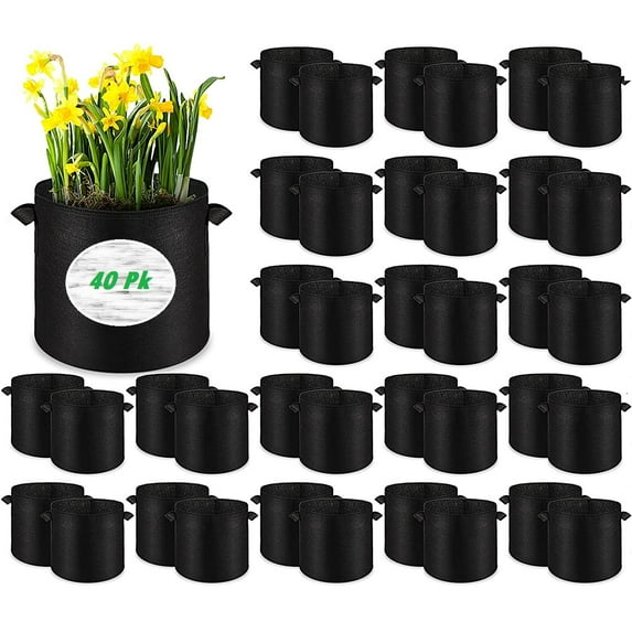 5 Gallon Plant Grow Bags Aeration Fabric Pots with Handles Heavy Duty ...