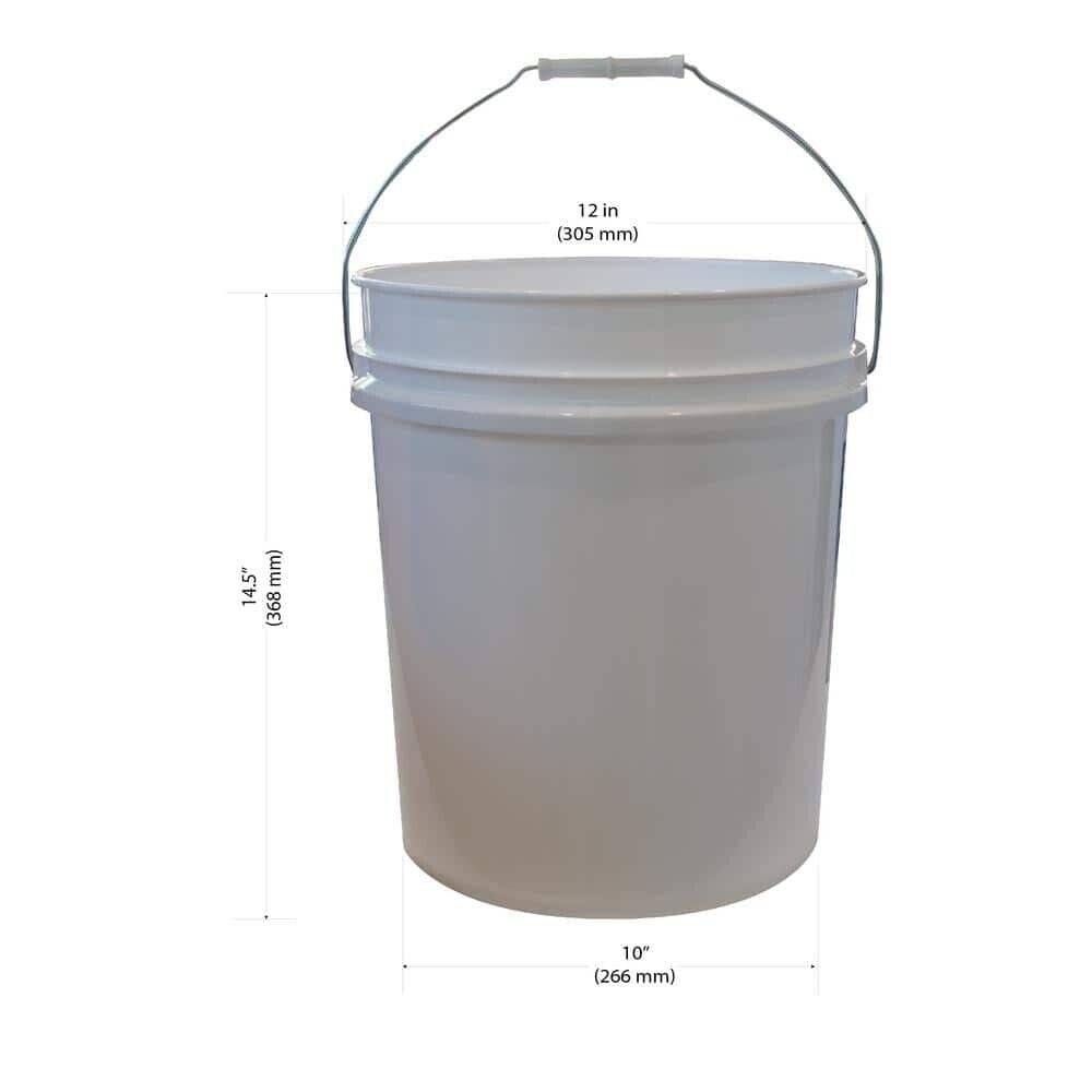 5 Gallon Plastic Bucket Heavy Duty White Paint Pail Storage Buckets 10 ...