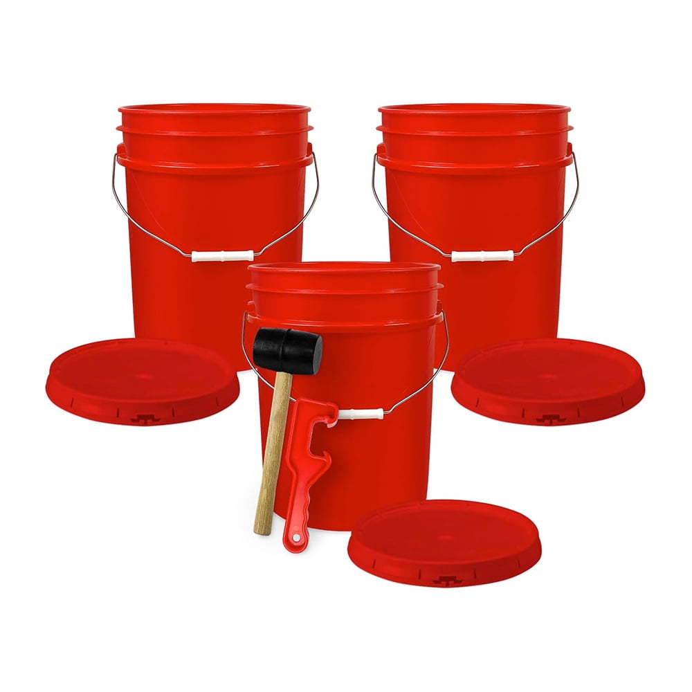 5 Gallon Plastic Bucket with Airtight Lid, Heavy Duty 90 Mil All ...