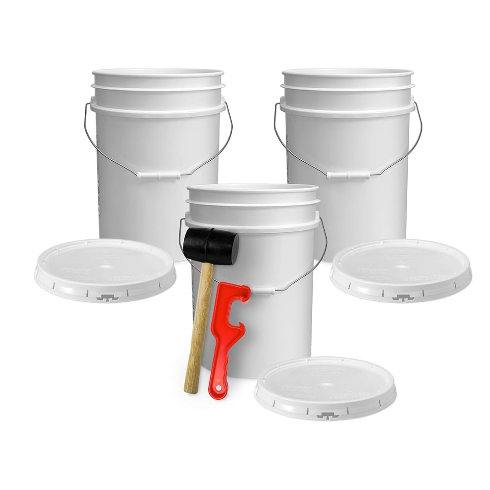 5 Gallon Plastic Bucket with Airtight Lid, Heavy Duty 90 Mil All ...