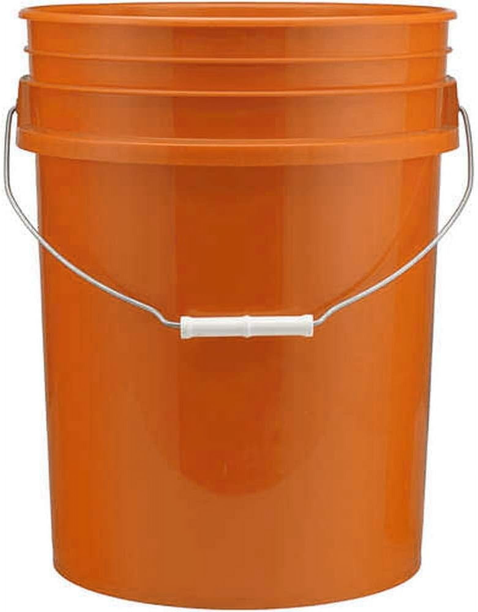 5 Gallon Plastic Buckets, Orange Color | 3 Pack | HDPE Plastic | Super ...