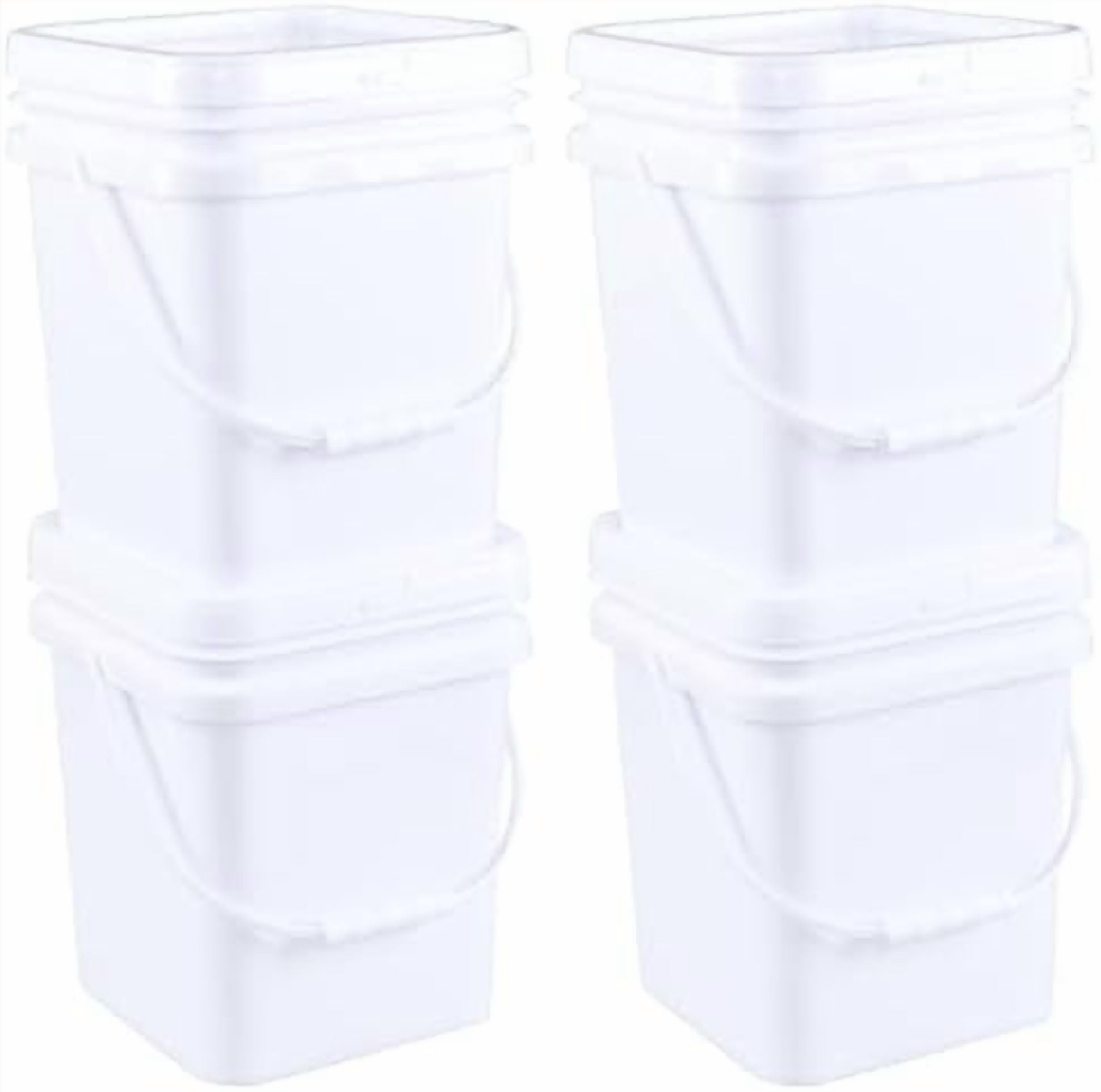 5 Gallon Plastic Buckets & Pails White, 4 Pack Durable Storage ...