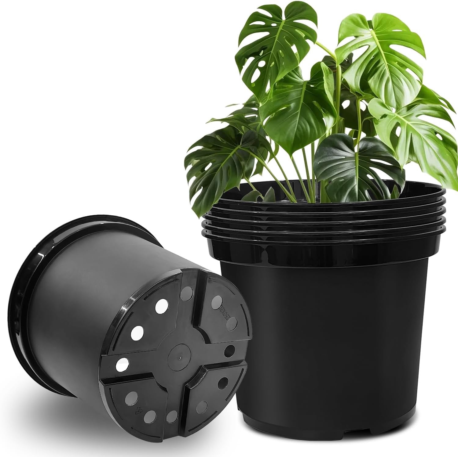 5 Gallon Pots 6-Pack, 12 Inch Thickened Pots with Drainage Holes ...