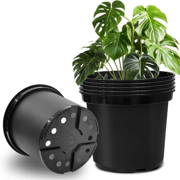 5 Gallon Pots 6-Pack, 12 Inch Thickened Pots with Drainage Holes ...