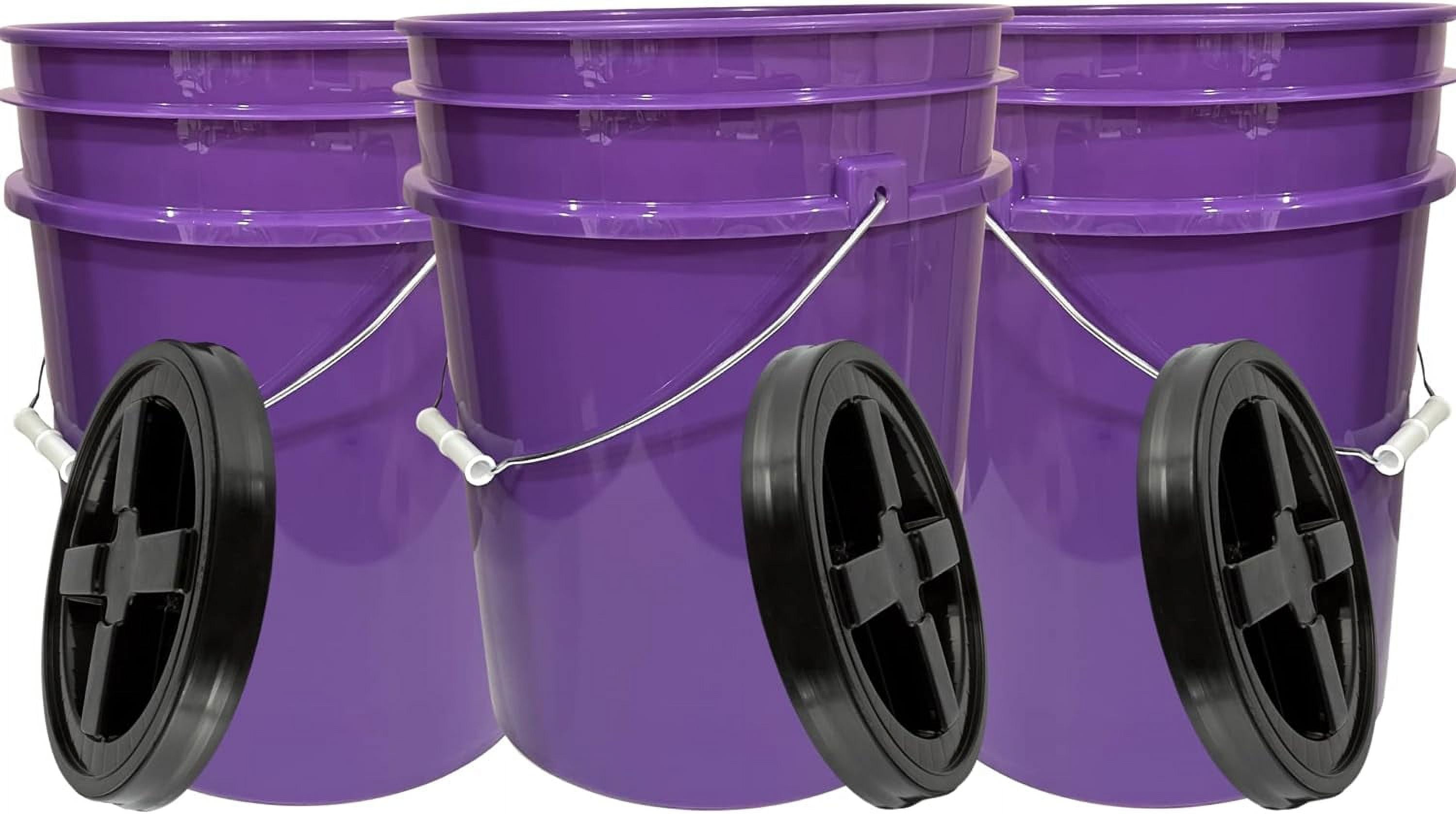 5 Gallon Purple Food Grade BPA Free, Made in USA, Plastic Bucket with ...