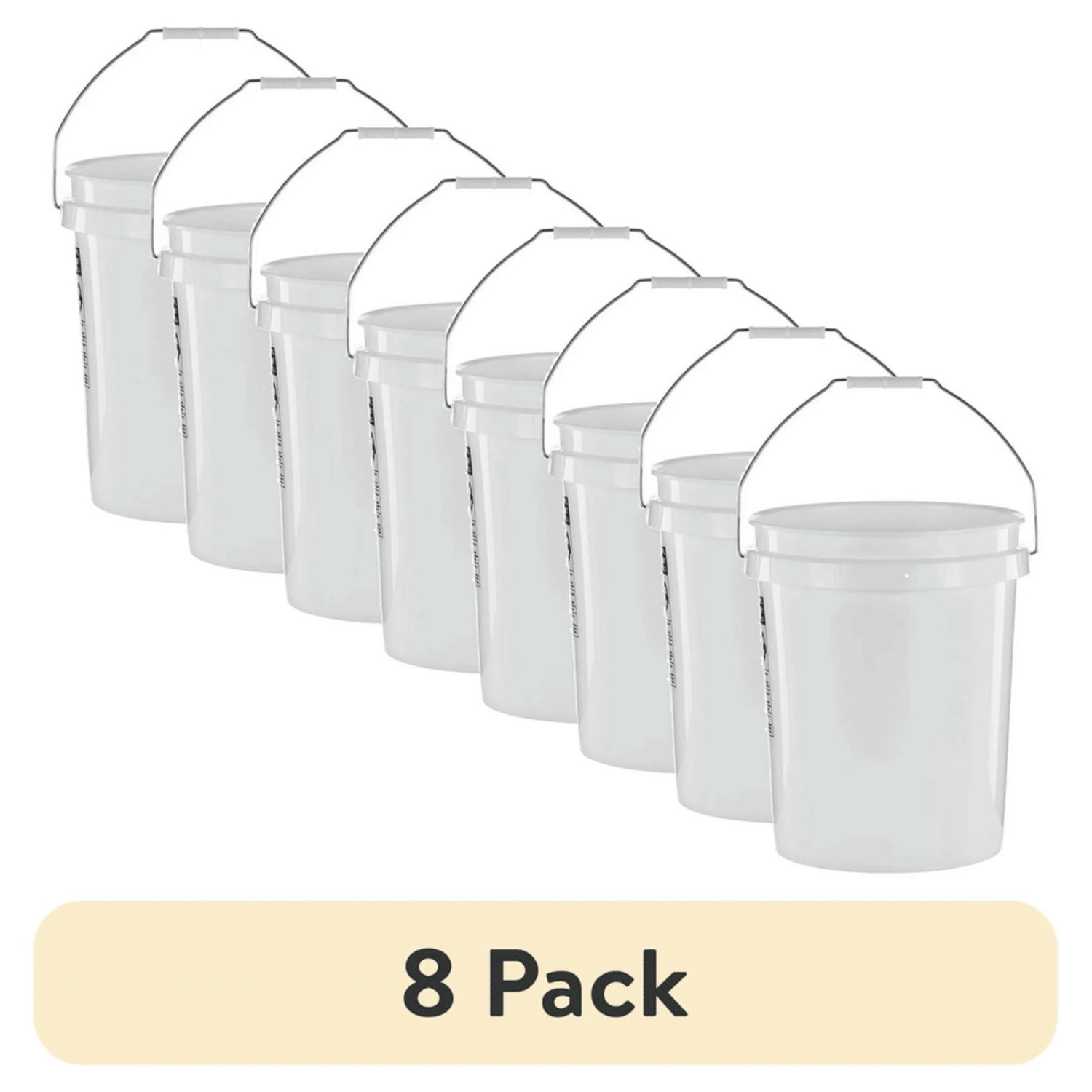 5 Gallon Round Utility Bucket White Plastic with Comfort Handle PN0149 ...