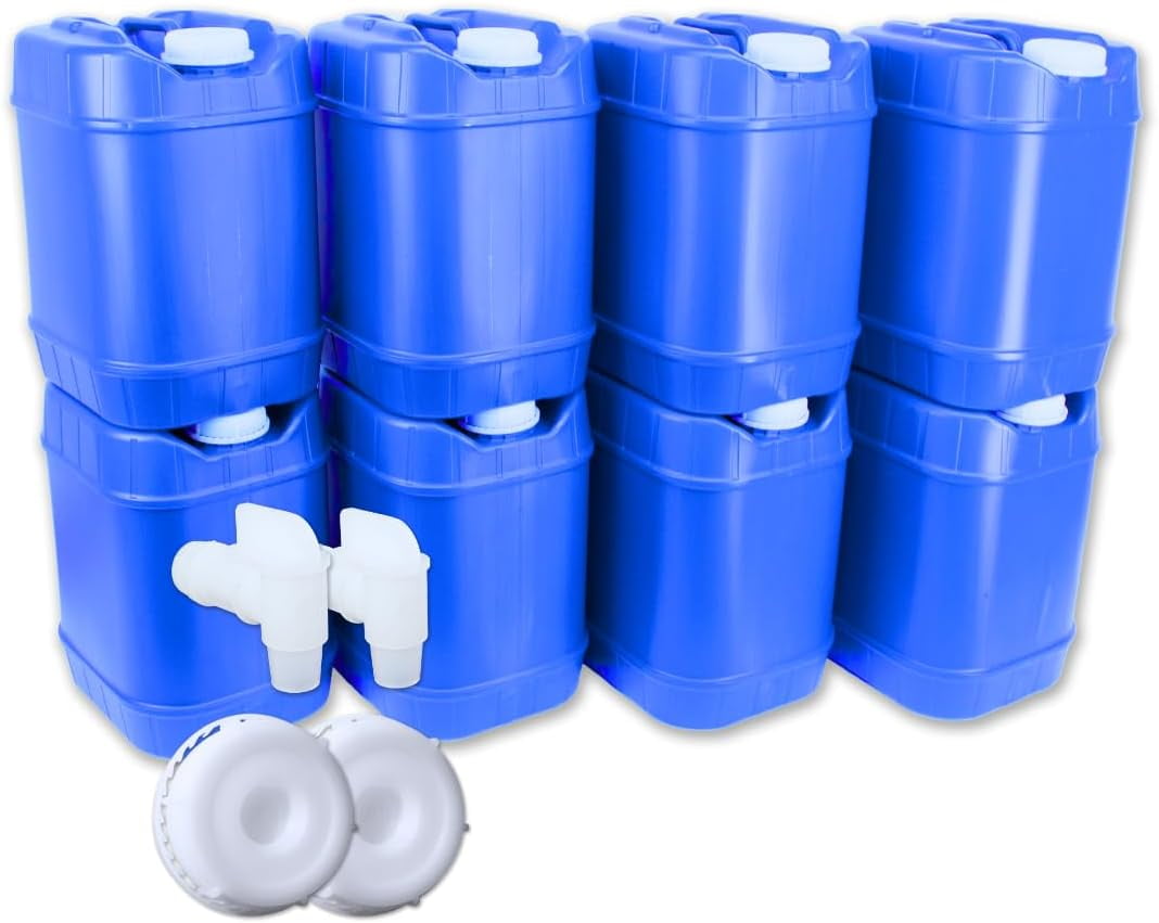 5-Gallon Stackable Water Storage Containers, 5 Gallons Each w/Lids ...
