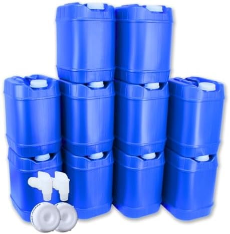 5-Gallon Stackable Water Storage Containers, 5 Gallons Each w/Lids ...