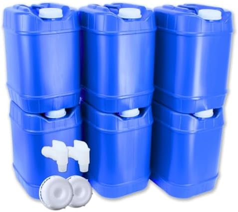 5-Gallon Stackable Water Storage Containers, 5 Gallons Each w/Lids ...