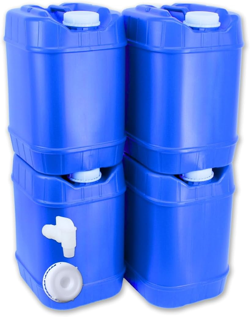 5-Gallon Stackable Water Storage Containers, 5 Gallons Each w/Lids ...