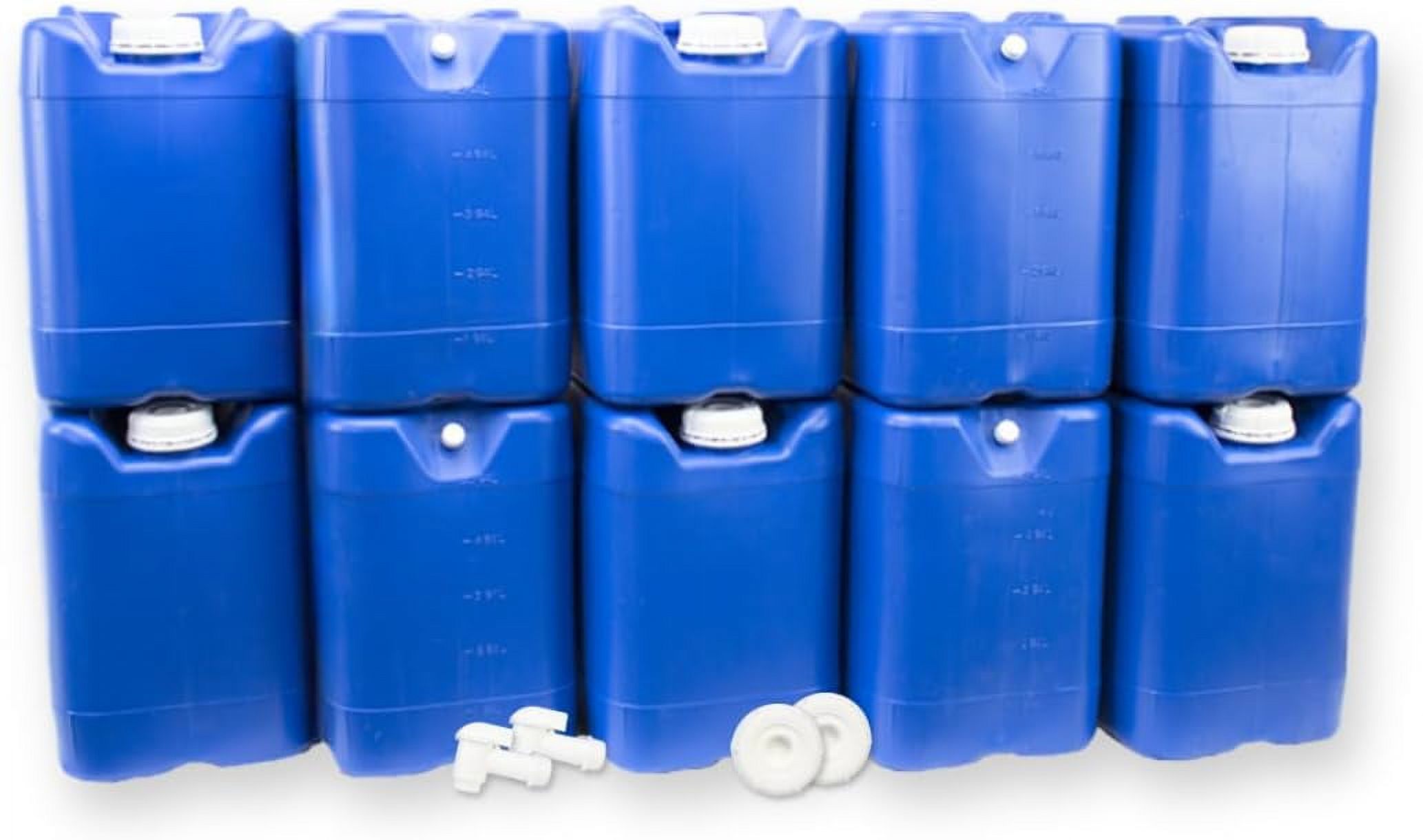 5-Gallon Stackable Water Storage Containers, w/Lids + Spigot, Easy Fill ...