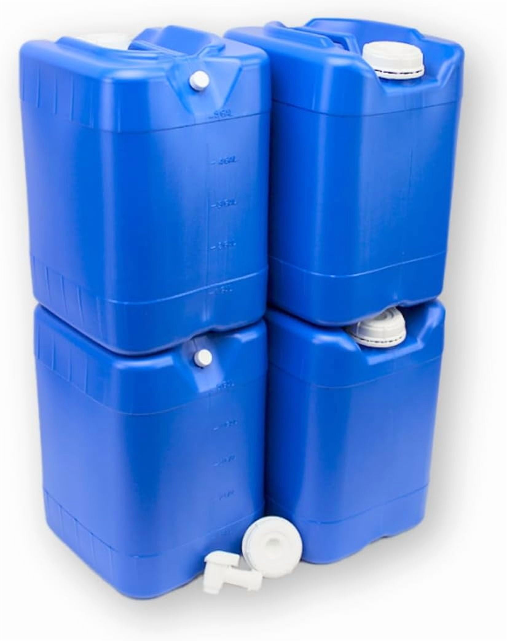 5-Gallon Stackable Water Storage Containers, w/Lids + Spigot, Easy Fill ...