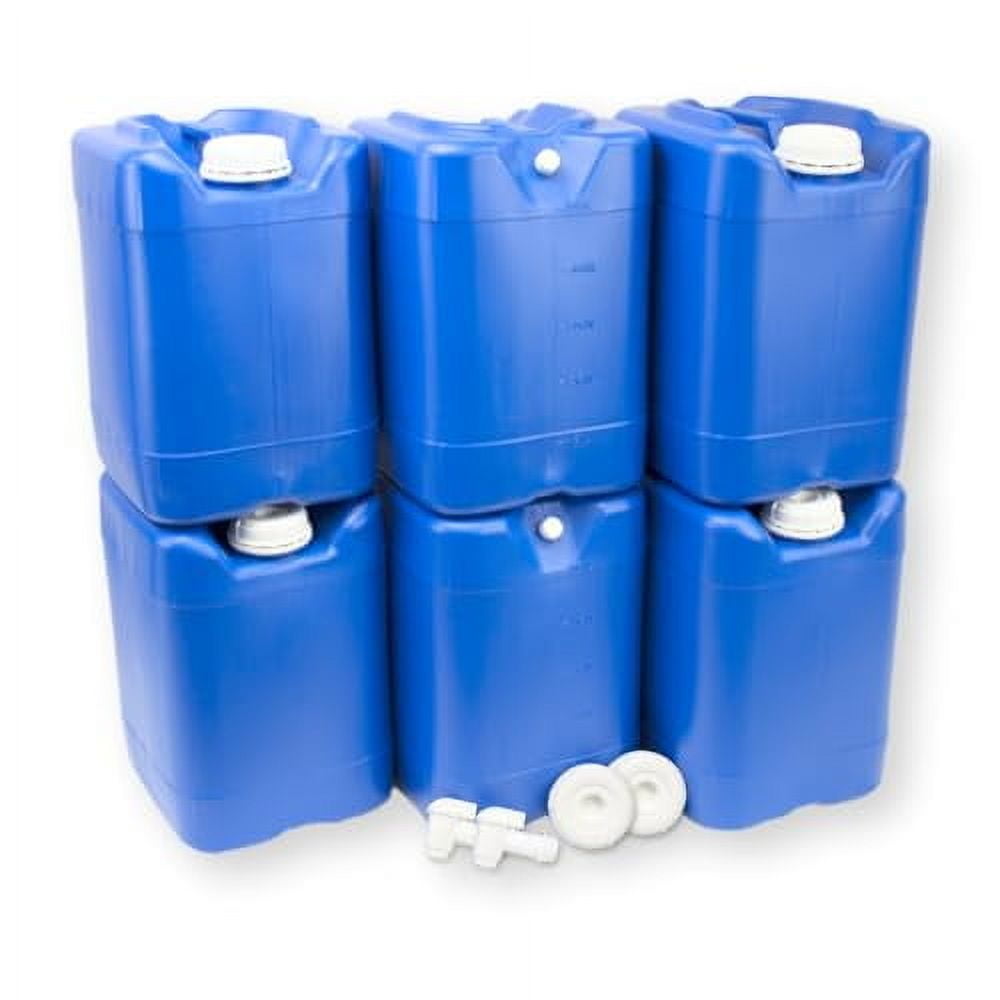 5-Gallon Stackable Water Storage Containers, w/Lids + Spigots, Easy ...