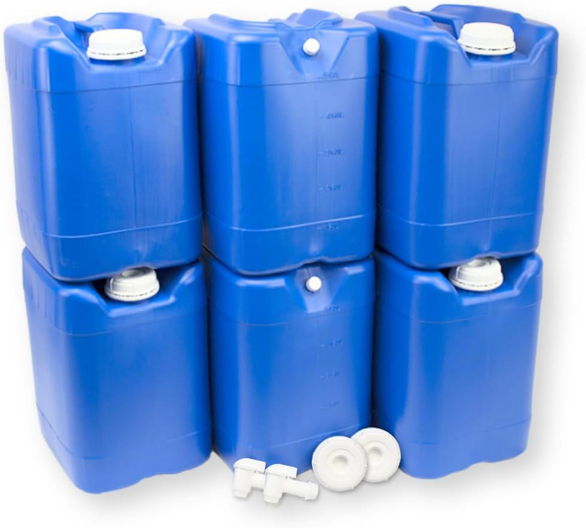 5-Gallon Stackable Water Storage Containers, w/Lids + Spigots, Easy ...