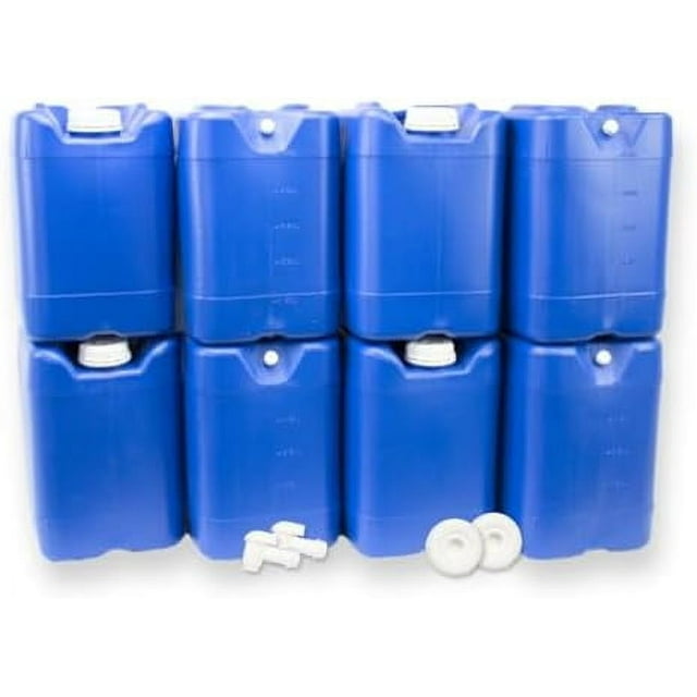 5-Gallon Stackable Water Storage Containers, w/Lids + Spigots, Easy ...
