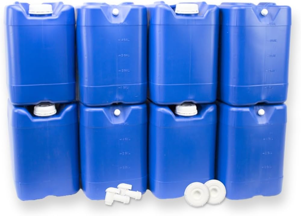 5-Gallon Stackable Water Storage Containers, w/Lids + Spigots, Easy ...
