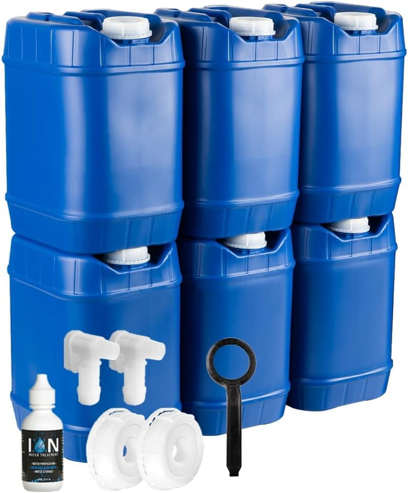 5-Gallon Stackable Water Storage Containers with Lids, Emergency Water ...
