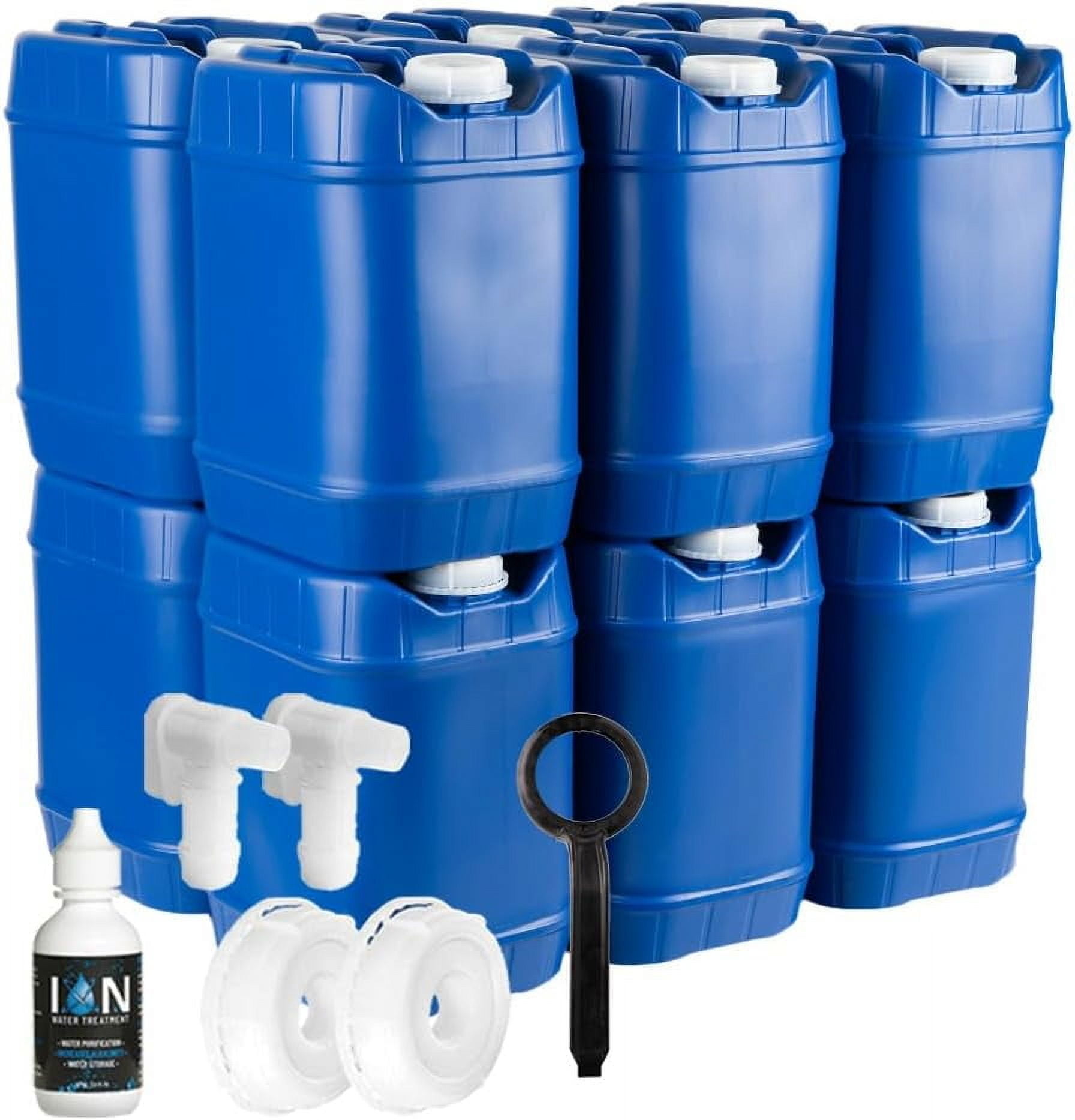 5-Gallon Stackable Water Storage Containers with Lids, Emergency Water ...
