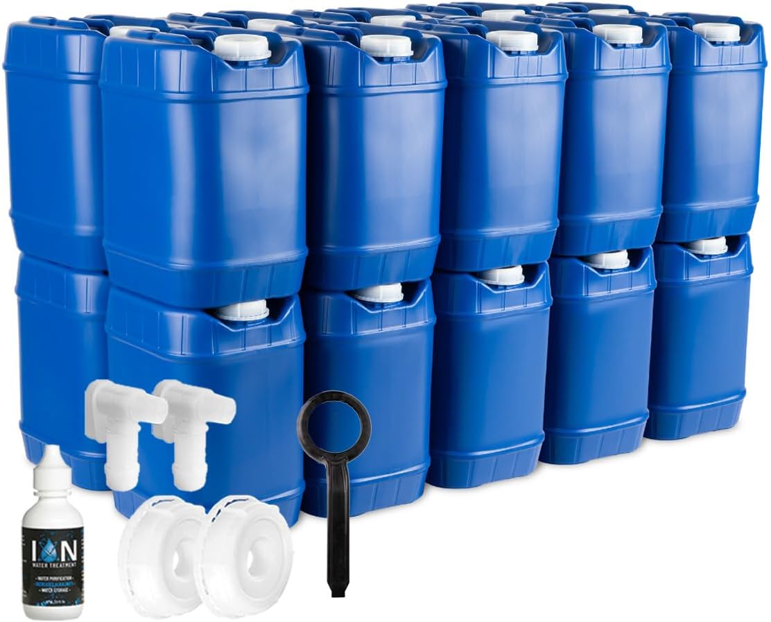 5-Gallon Stackable Water Storage Containers with Lids, Emergency Water ...