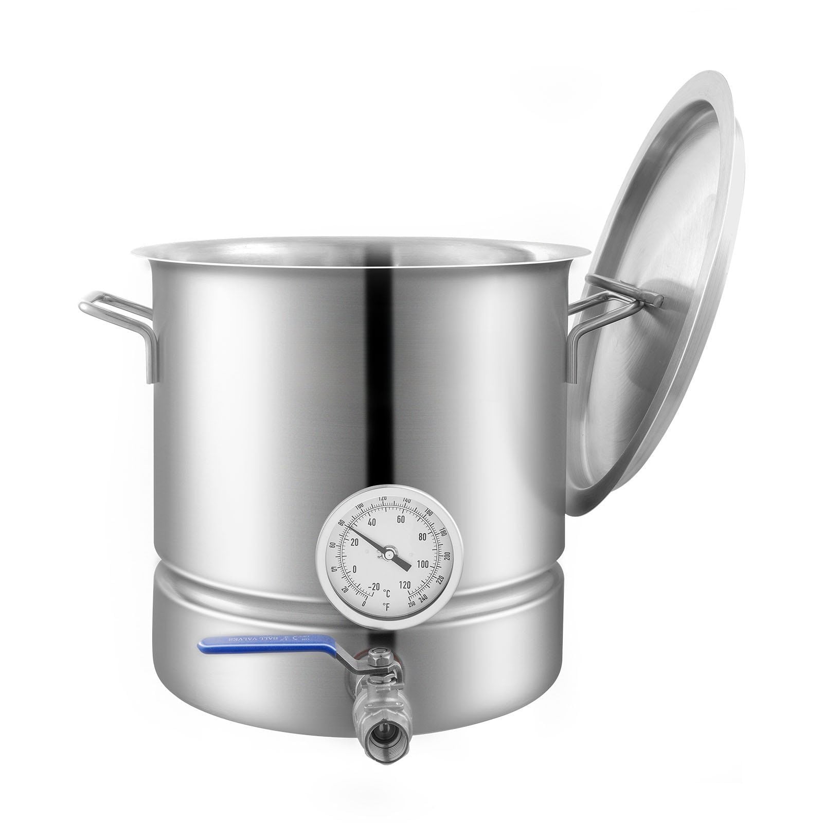 5-Gallon Stainless Steel Brewing Pot: Triple Bottom with Lid ...