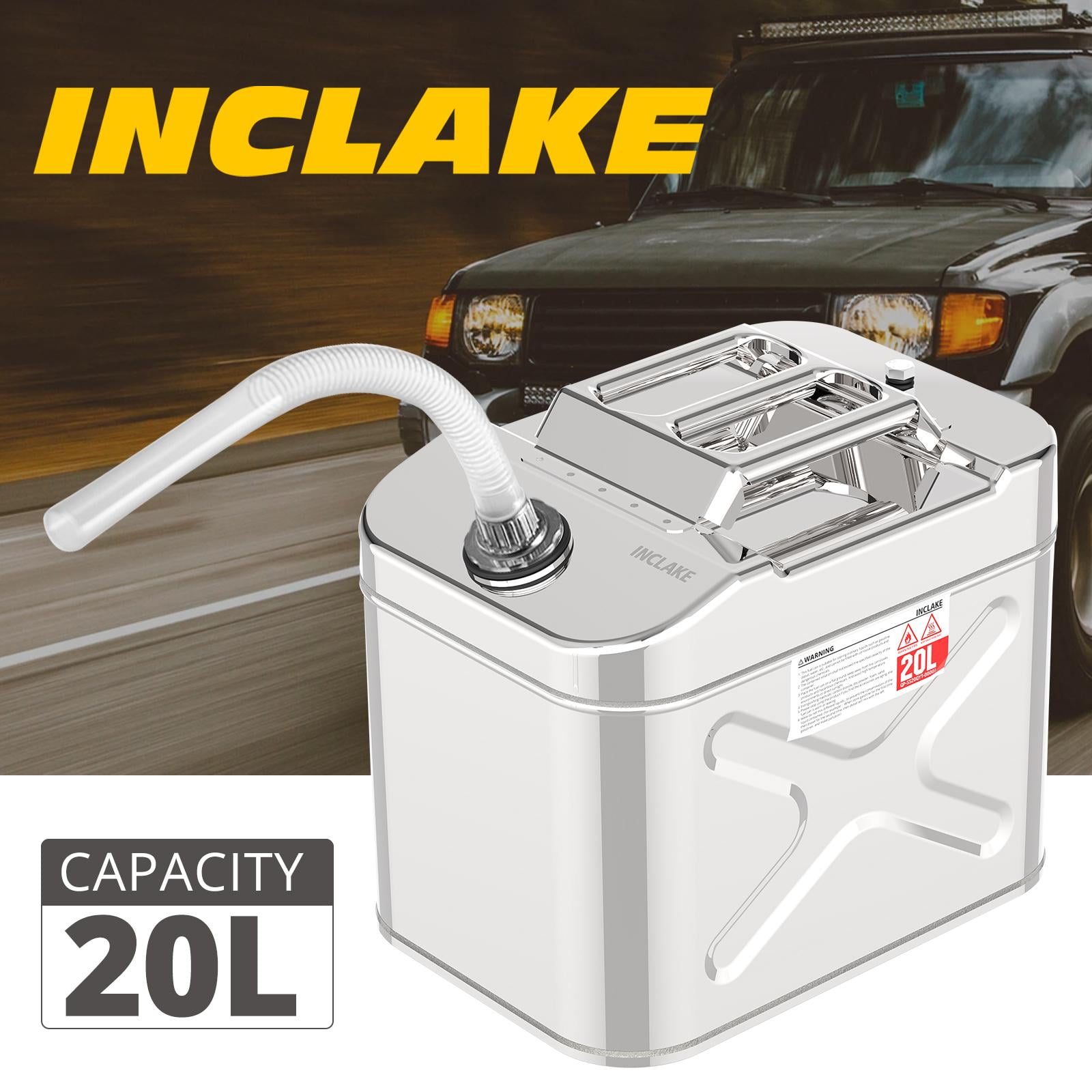 5 Gallon Stainless Steel Gas Can, Tight Sealed Fuel Storage Tank ...