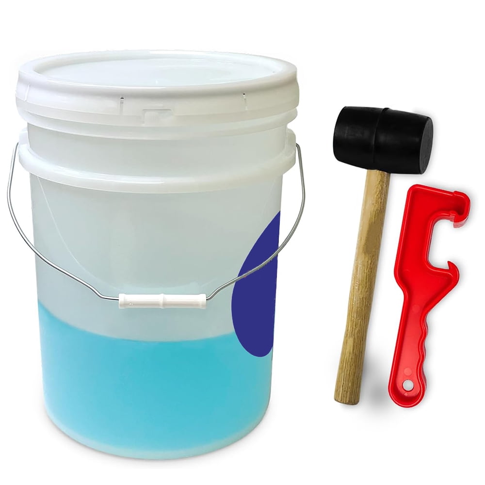 5 Gallon Translucent Plastic Bucket with Airtight Lid, Heavy Duty All ...