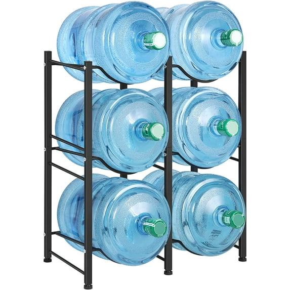5 Gallon Water Bottle Holder, 3 Tiers Black Double Row Heavy Duty Water ...