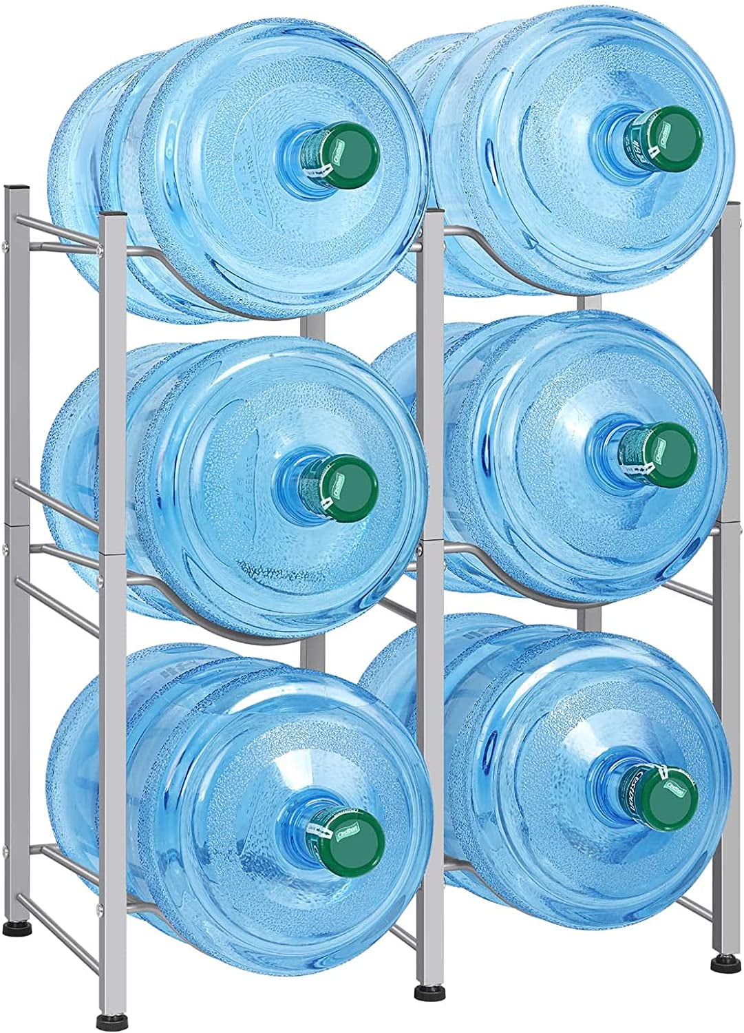 5 Gallon Water Bottle Holder, 3 Tiers Silver Double Row Heavy Duty ...
