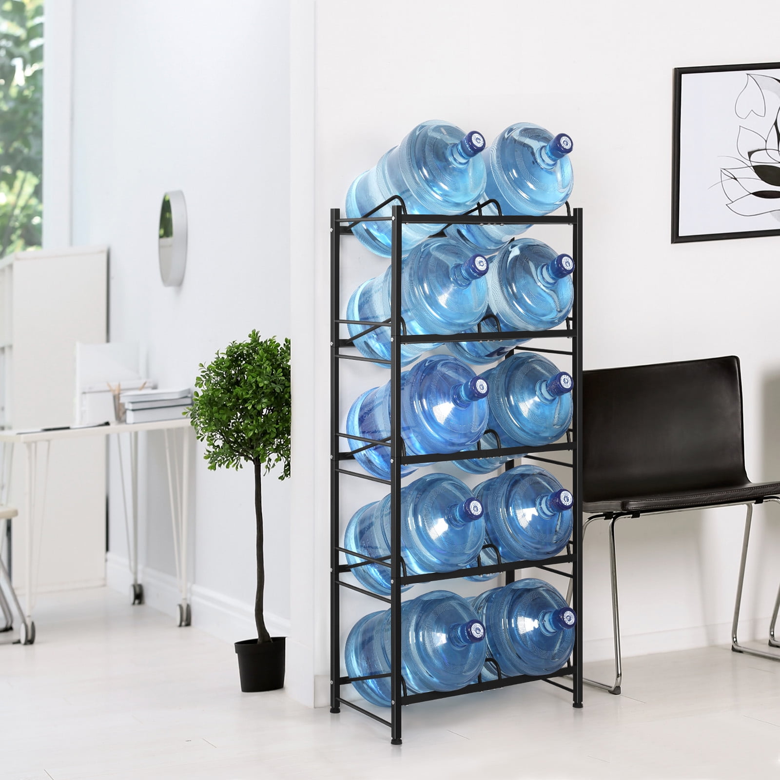 5 Gallon Water Bottle Holder, 4 Tier Double Row Heavy Duty Water Cooler ...