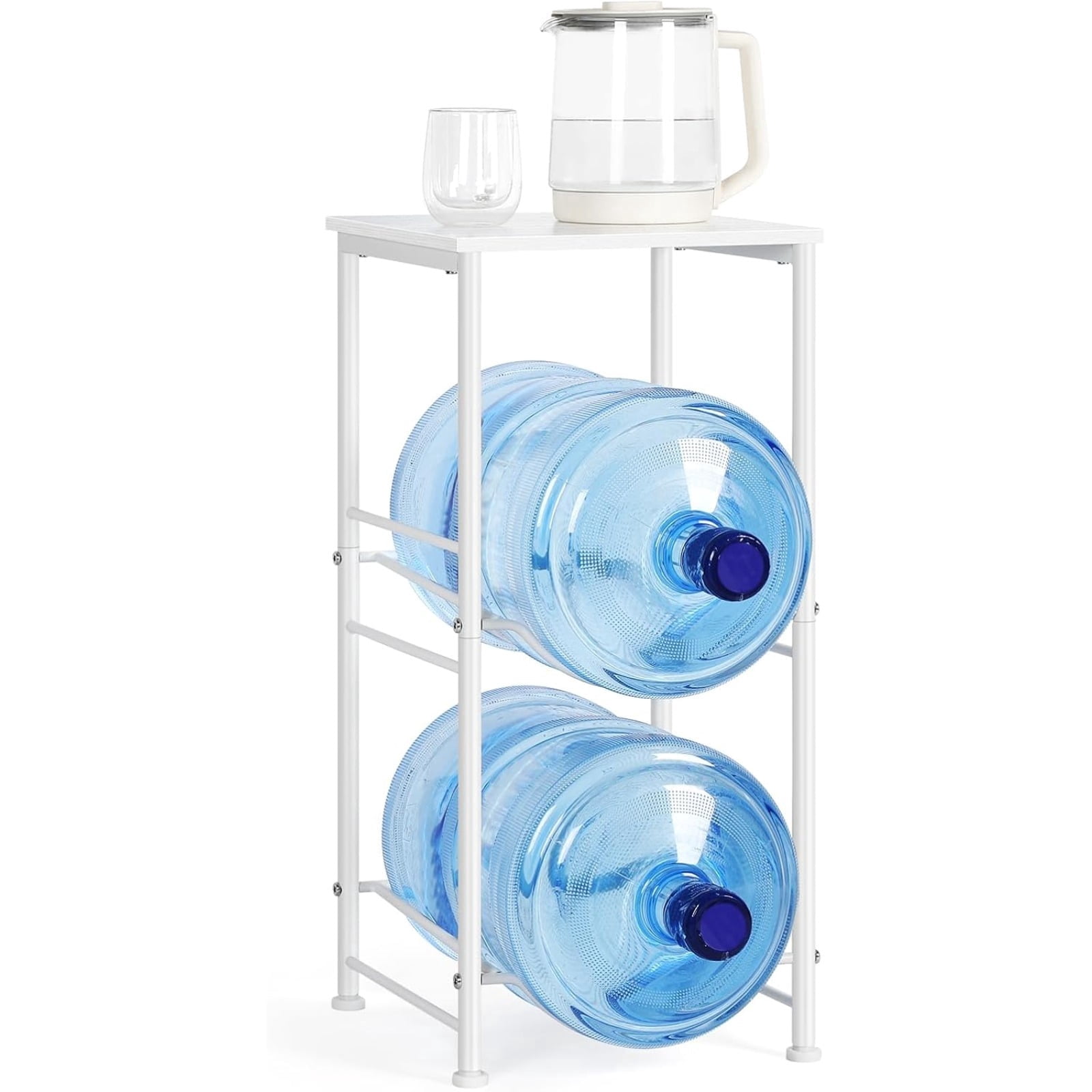 5 Gallon Water Bottle Holder with Storage Shelve, 2 Tier Water Jug ...