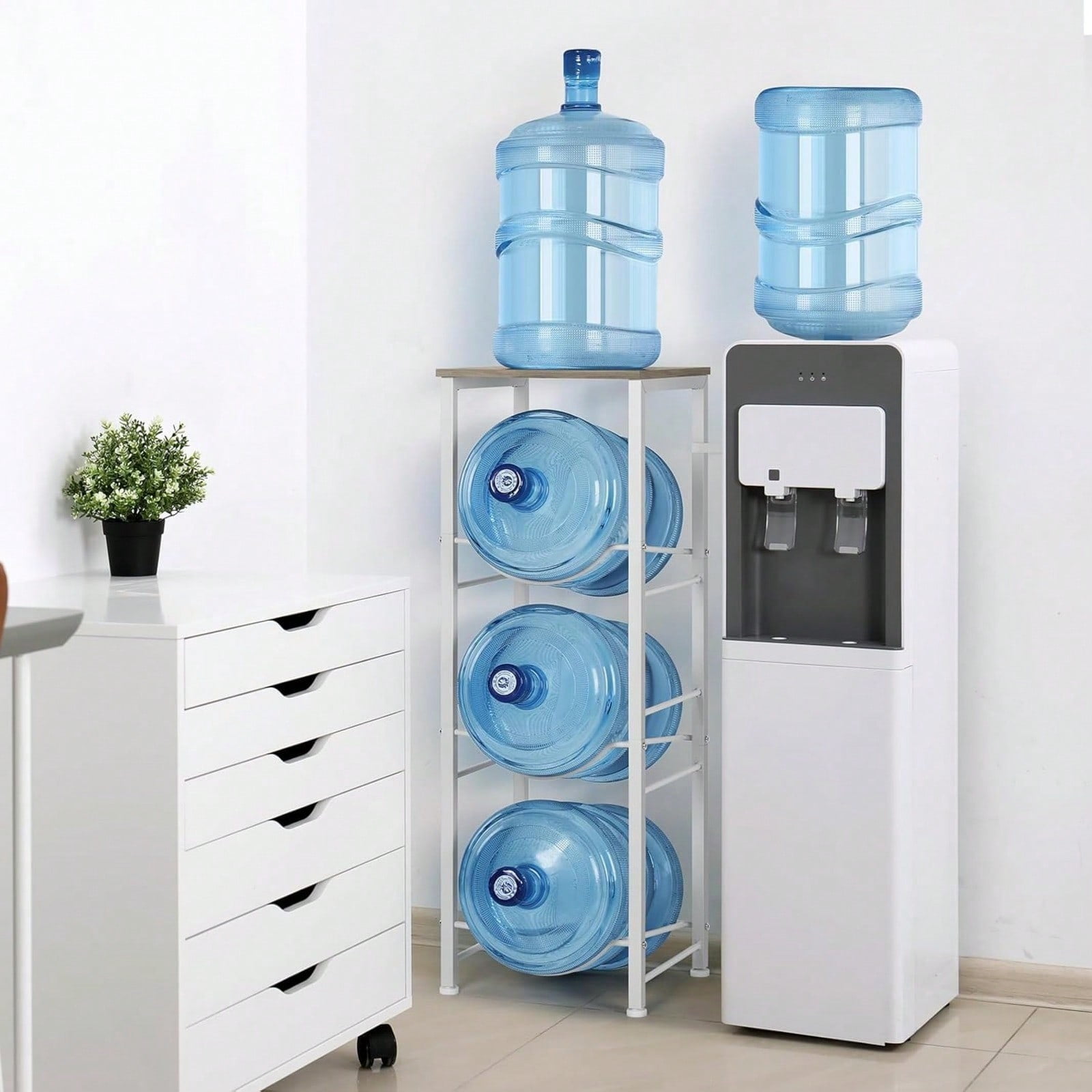 5 Gallon Water Bottle Holder With Storage Shelve, Water Jug Holder ...